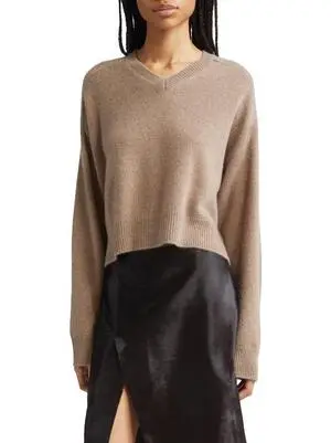 Loulou De Saison Anzor Cashmere V-neck Sweater - Taupe Melange