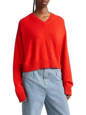 Loulou De Saison LOULOU DE SAISON Anzor Cashmere V-Neck Sweater Tomato