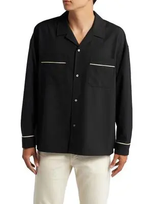 FRAME Long Sleeve Camp Shirt - Black