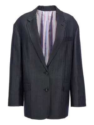 Etro Pegaso' Striped Single-breasted Blazer - Blue