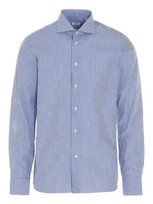 BORRIELLO NAPOLI Striped Cotton Shirt - Light Blue