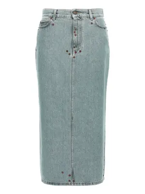 Moschino Rivets Denim Skirt - Light Blue