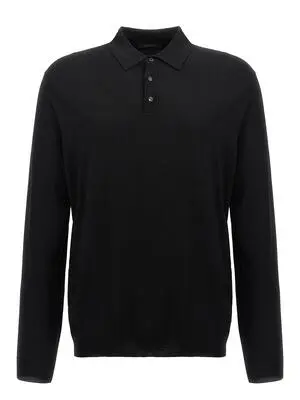 ZANONE Wool Polo Shirt - Black