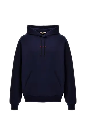 Marni Logo Print Hoodie - Blue