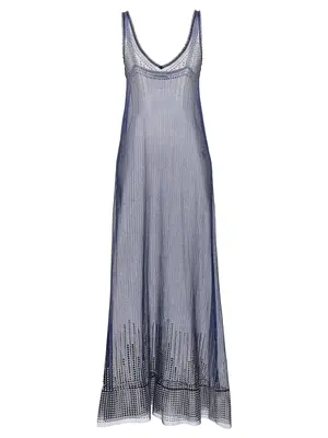 Rabanne Studded Mesh Dress - Blue