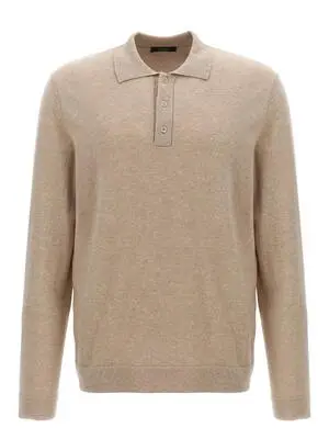 ZANONE Cashmere Wool Polo Shirt Beige