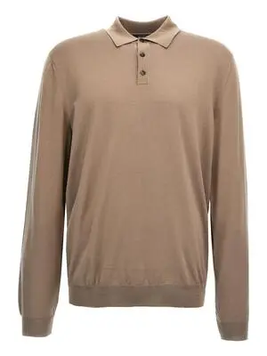 ZANONE Wool Polo Shirt - Beige