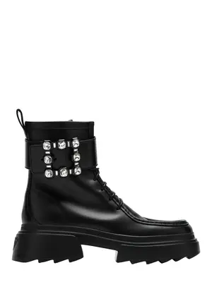 ROGER VIVIER Leather Lace-up Boots - Black