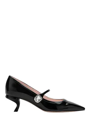 ROGER VIVIER Patent Leather Mary Jane Virgule Decollete - Black
