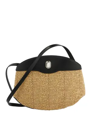 Savette Tondo Raffia Crossbody Bag - Brown