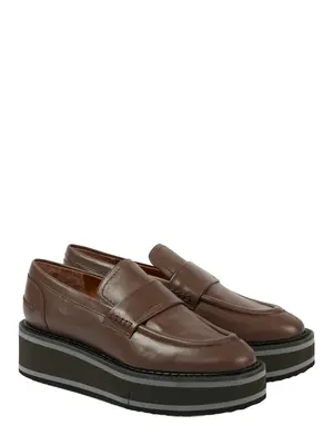 Clergerie Bahati Leather Platform Loafers - Brown
