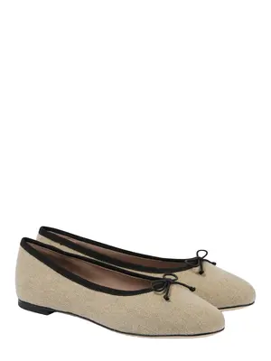MALONE SOULIERS X Tabitha Simmons Misty Canvas Ballet Flats - Beige