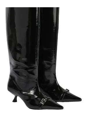 GANNI Eyelets Faux Leather Knee-high Boots - Black