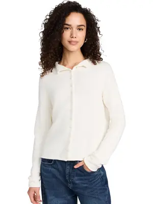 ALEX MILL Taylor Rollneck Cardigan - Ivory