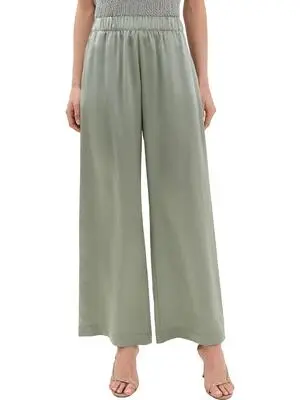 Sablyn Brynn Wide Leg Silk Pants - Eucalyptus