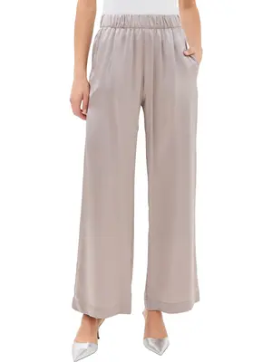 Sablyn Brynn Wide Leg Silk Pants - Flax