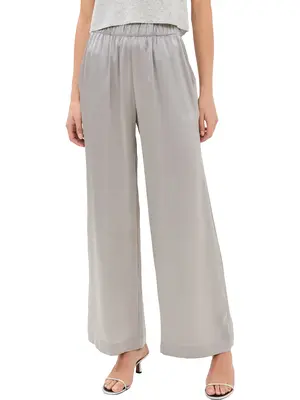Sablyn Brynn Wide Leg Silk Pants - Foggy