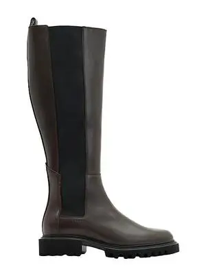 ALLSAINTS Maeve Leather Knee-high Flat Boots - Brown