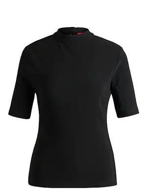 Hugo High-neck Stretch-jersey Top - Black