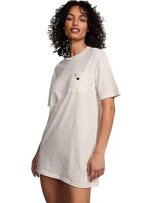 Victoria's Secret Victoria's Secret Oversize Cotton Sleep Tee With Lace Appliqué Beige