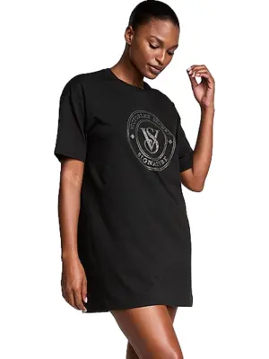 Victoria's Secret 100% Cotton Oversized Sleep T-shirt - Black