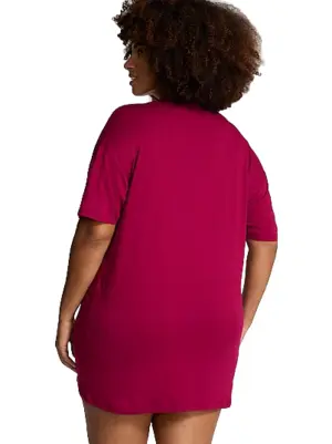 Victoria's Secret Victoria's Secret Oversize Cotton Sleep Tee With Lace Appliqué Red