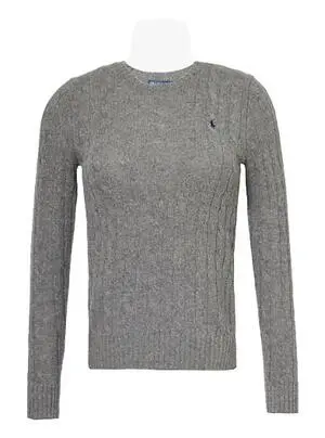 Ralph Lauren Logo-embroidered Cable-knit Wool And Cashmere Jumper - Battalion Grey Heather