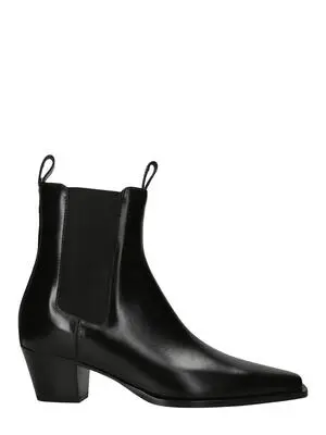 TOTEME Leather City Ankle Boots - Black