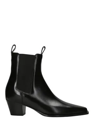 TOTEME Leather City Ankle Boots 50 - Black