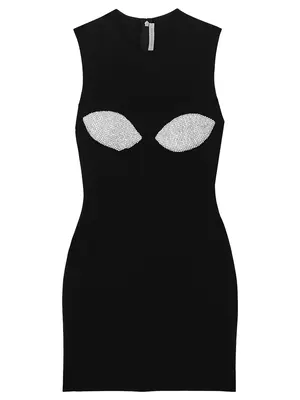 CHRISTOPHER KANE Crystal-embellished Jersey Mini Dress - Black