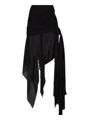 MUGLER Jersey-paneled Maxi Skirt - Black