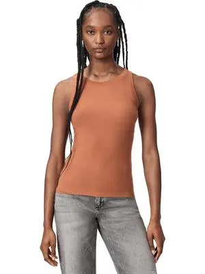 ALLSAINTS AllSaints Rina Crew Neck Sleeveless Ribbed Tank Top Brown