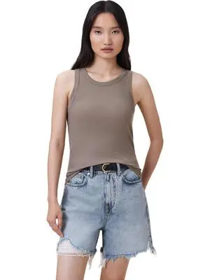 ALLSAINTS AllSaints Rina Crew Neck Sleeveless Ribbed Tank Top Pine Bark Brown