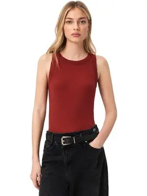 ALLSAINTS AllSaints Rina Crew Neck Sleeveless Ribbed Tank Top Red