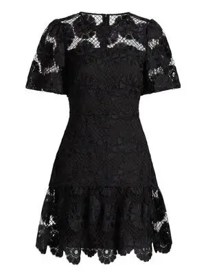 MILLY Yasmin Lace Minidress - Black