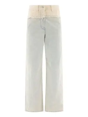 Givenchy Oversized Denim And Tweed Jeans With 4g Detail - Blue