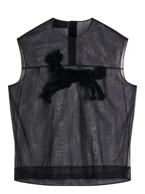 Simone Rocha Sheer Embroidered Tank Top - Black