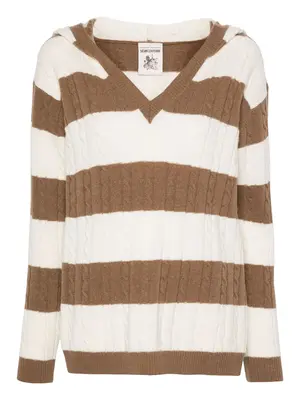 SEMICOUTURE Striped Wool-blend Sweater - White