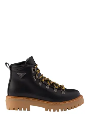 Prada Leather Combat Boots - Black