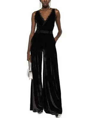 LETHICIA BRONSTEIN Alda Wide-leg Velvet Trousers - Black