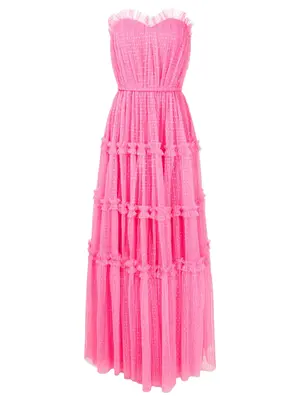 LETHICIA BRONSTEIN Polka-dot Pattern Strapless Dress - Pink