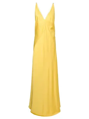 LETHICIA BRONSTEIN Satin-finish V-neck Dress - Yellow