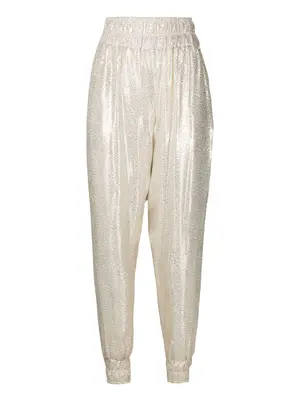 LETHICIA BRONSTEIN Bibiana Foiled Tapered Trousers - Gold