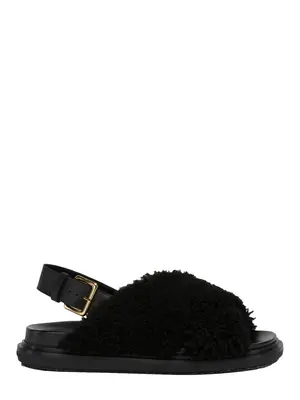 Marni Fussbett Shearling Sandals - Black