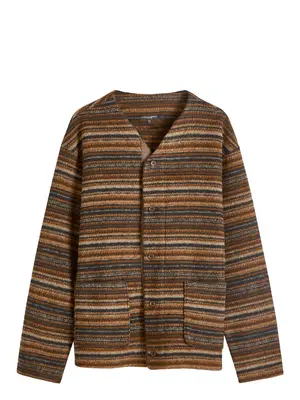 Engineered Garments Knit Cardigan - Brown Fair Isle Stripe