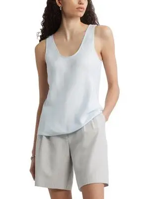 Nordstrom Satin Scoop Neck Tank Blue Fade