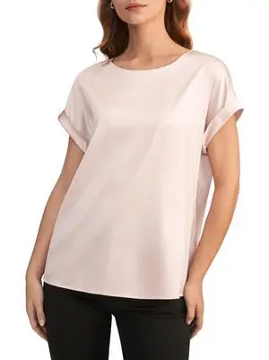 Lilysilk Short Sleeve Silk Tee - Pale Pink
