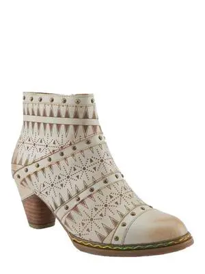 SPRING STEP SHOES L'Artiste By Spring Step Niobe Leather Booties Beige/ivory