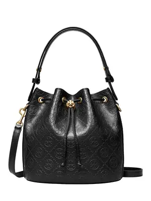 Tory Burch Tory Burch T Monogram Debossed Bucket Bag Black