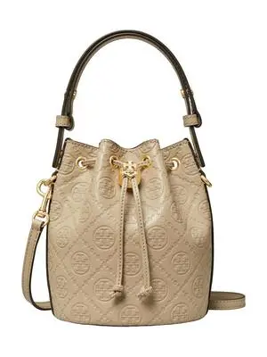 Tory Burch Tory Burch Mini T Monogram Debossed Bucket Bag Fresh Clay